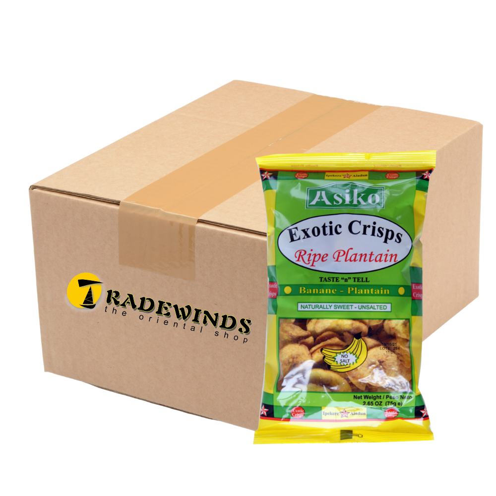 Asiko Plantain Chips - No Salt - 24x75g — Tradewinds Oriental Shop