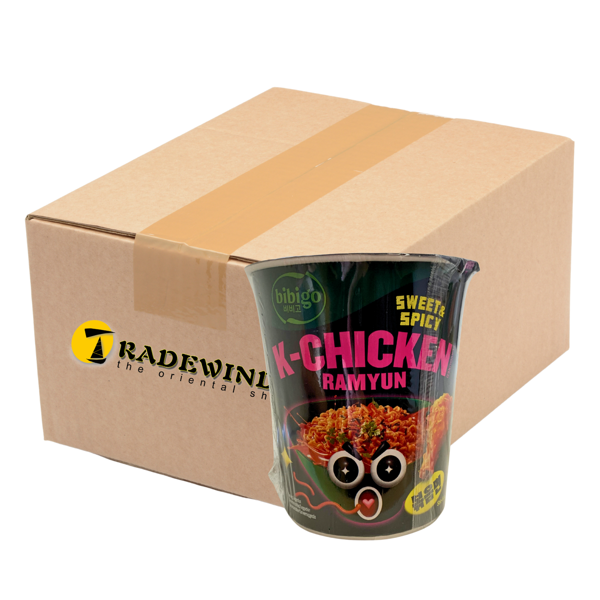 Bibigo K-Chicken Ramyun Sweet & Spicy Stir-Fried Cup Noodles - 8x98g ...