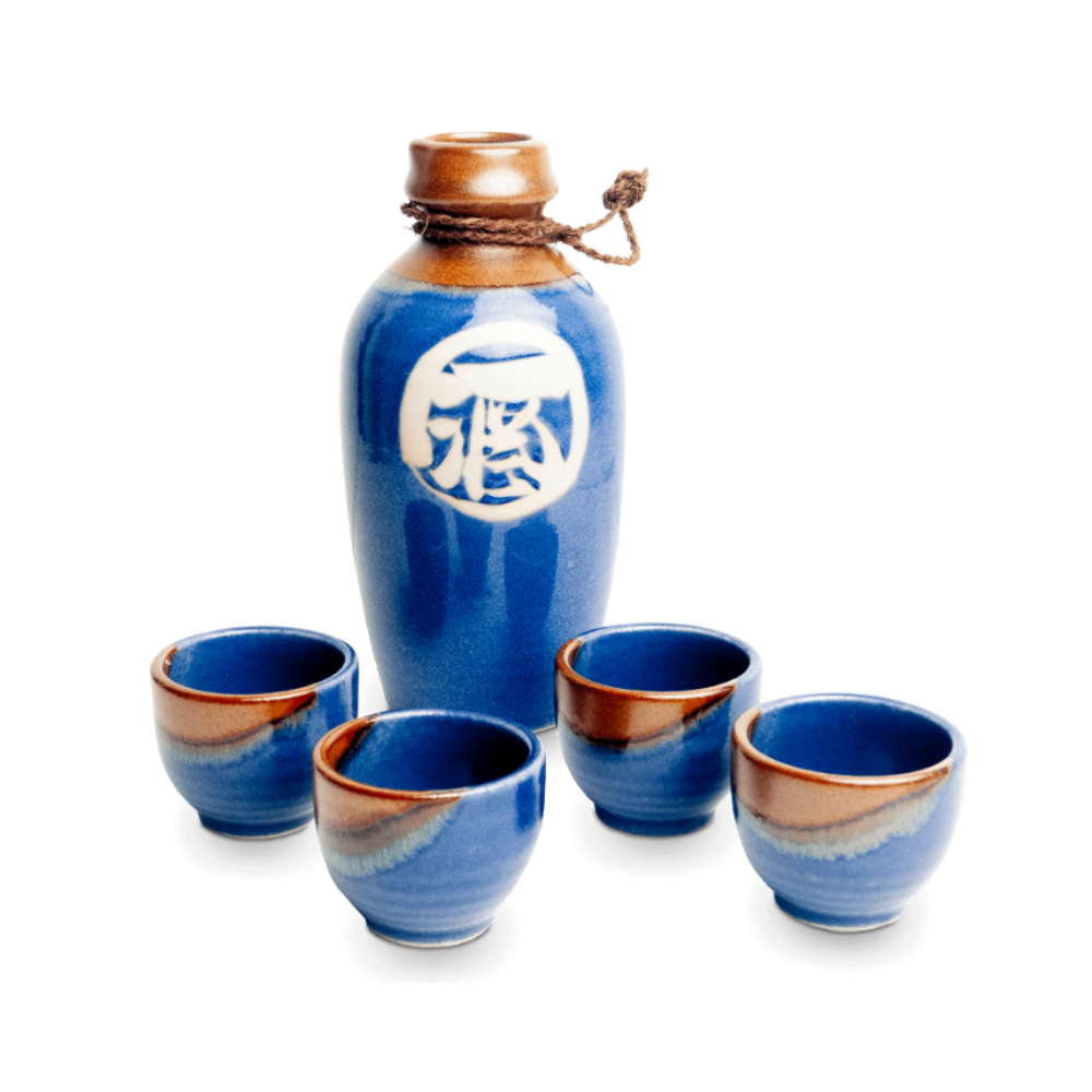 Japanese Sake Set - Blue & Brown - 500ml — Tradewinds Oriental Shop