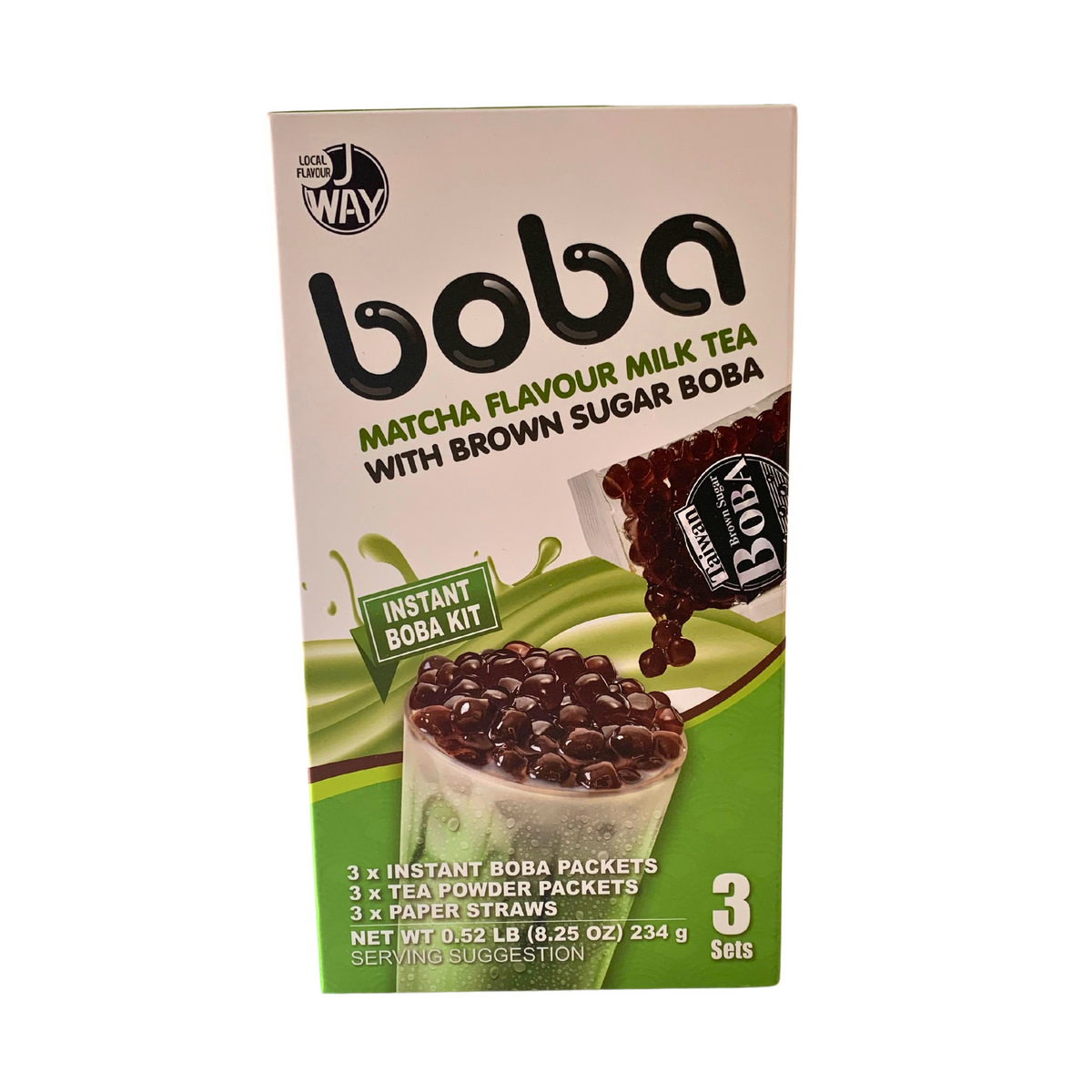 J-Way Boba Matcha Flavour Milk Tea with Brown Sugar Boba (3 sets) - 23 ...