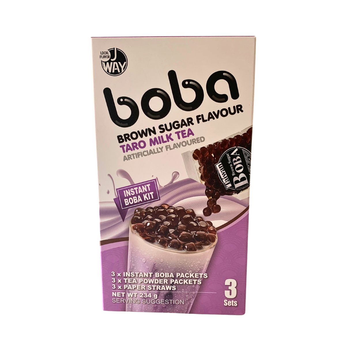 J-Way Boba Taro Milk Tea with Brown Sugar Boba (3 sets) - 234g ...