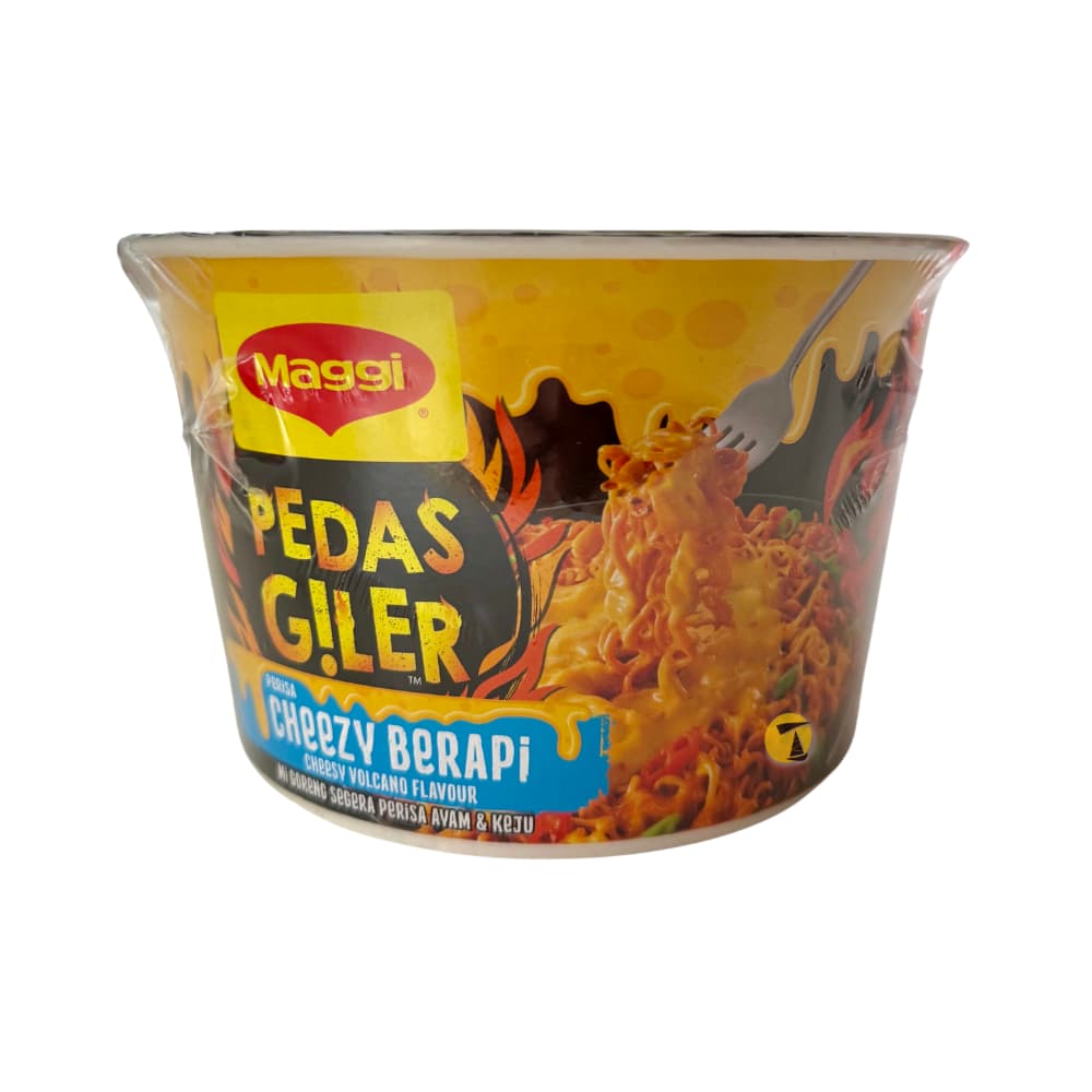 Maggi Pedas Giler (Very Spicy) Cheesy Volcano Flavour Bowl Noodles - 9 ...