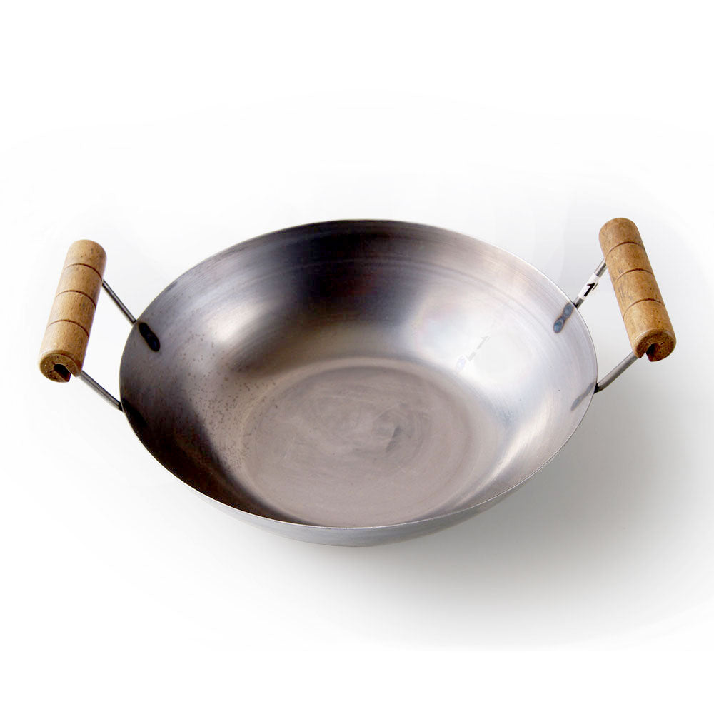 Hancock Two Handle 13" (33cm) Carbon Steel Flat Based Wok — Tradewinds ...