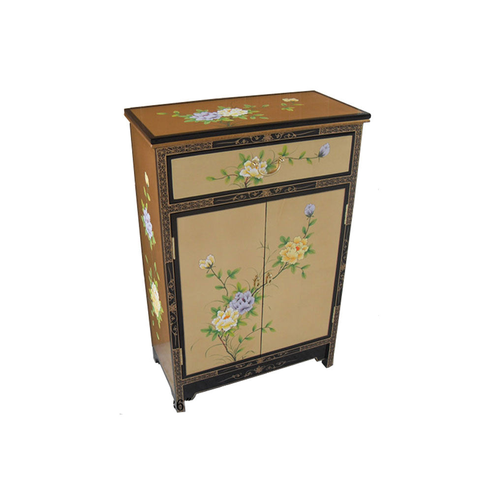 Gold Lacquer Cabinet with Drawer — Tradewinds Oriental Shop