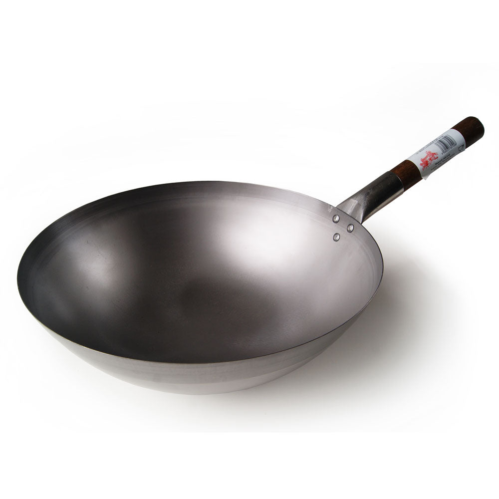 Hancock 13" (33cm) Commercial Quality Carbon Steel Round Base Deep Wok ...