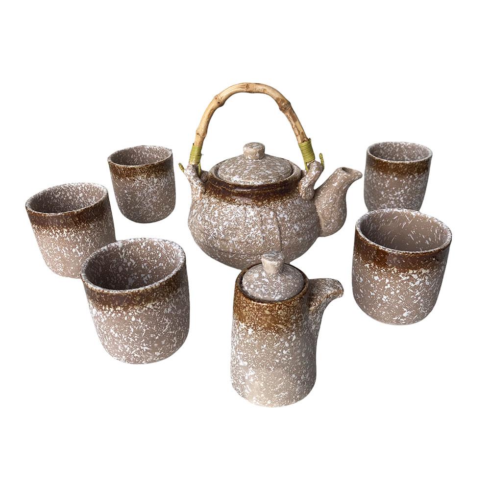 Japanese Ceramic 7 Piece Tea set - Beige Speckled Design — Tradewinds ...